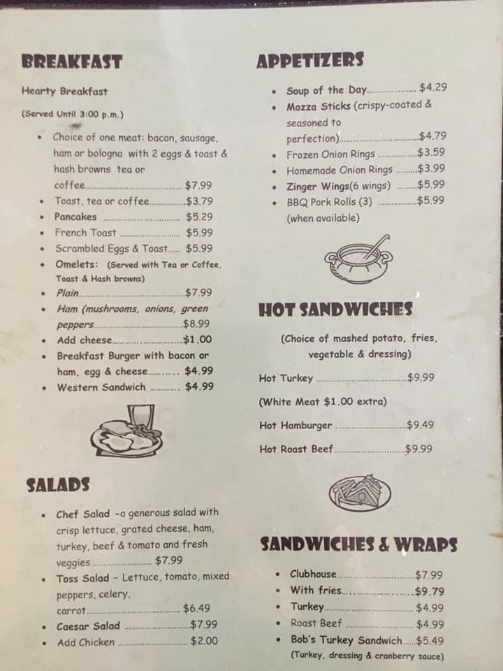 Menu at Three Rivers Country Kitchen restaurant, Badger