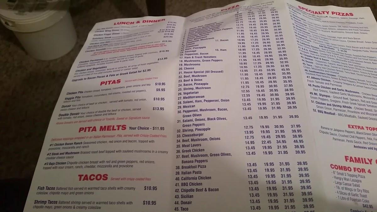 Menu at Western Pizza pizzeria, Red Deer