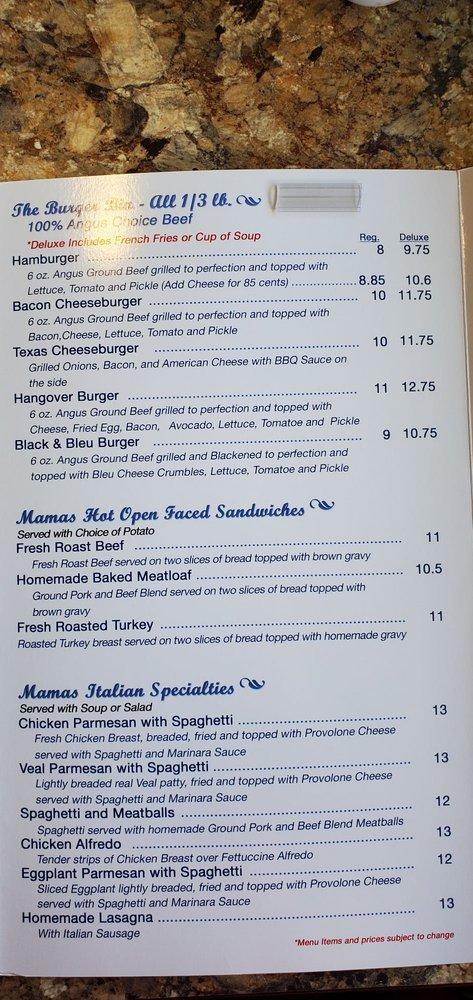 Menu at Mamas Kitchen restaurant, Seminole