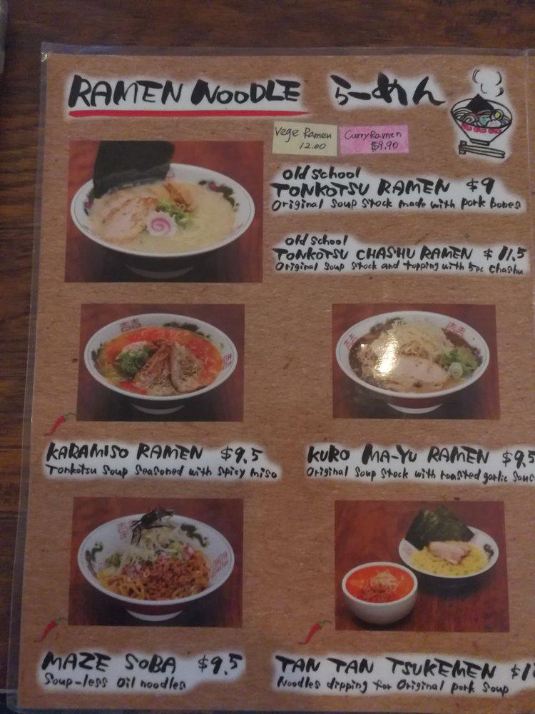 Menu at Cagami Ramen restaurant, Camarillo