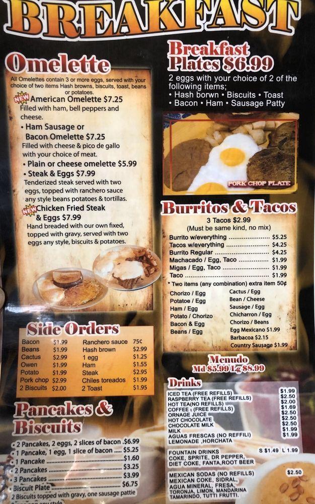 Menu at El Rodeo Mexican Restaurant, Lampasas