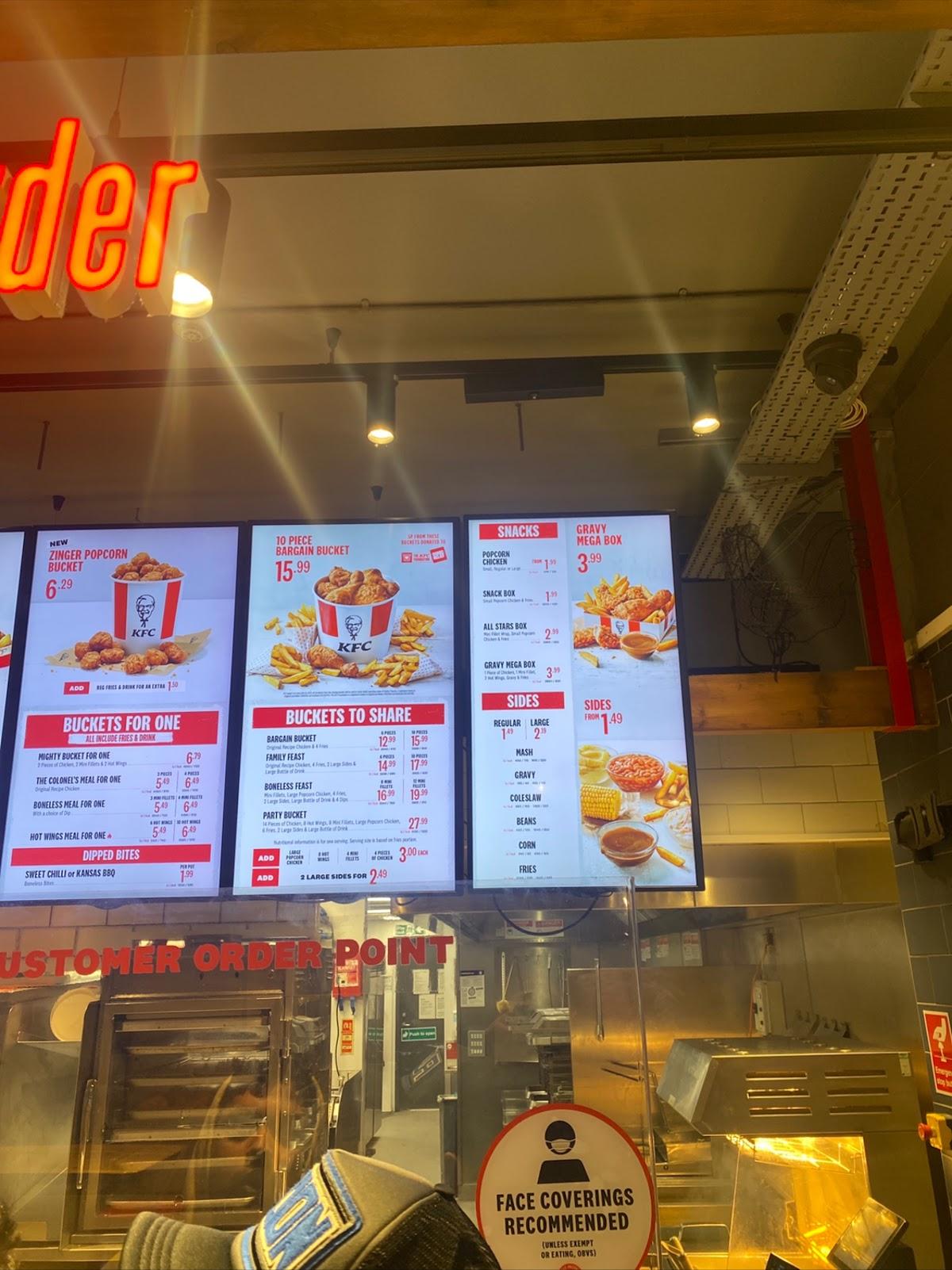 Carta del restaurante KFC London - Southampton Row, Londres, 74-75