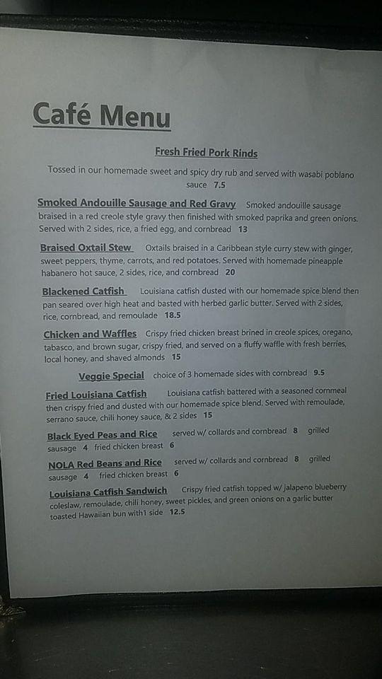 Menu at Neo Soul Cafe, Seabrook