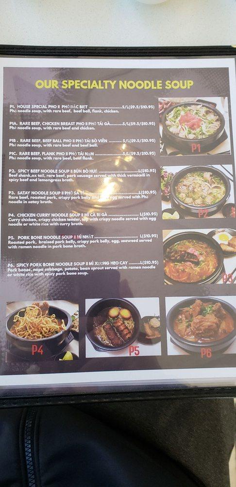 Menu at Pho 128 restaurant, Vaughan