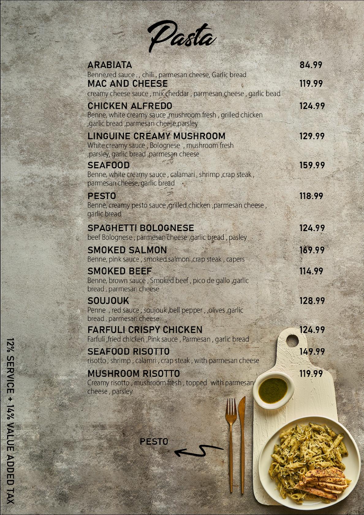 Menu at Venue cafe, New Cairo City