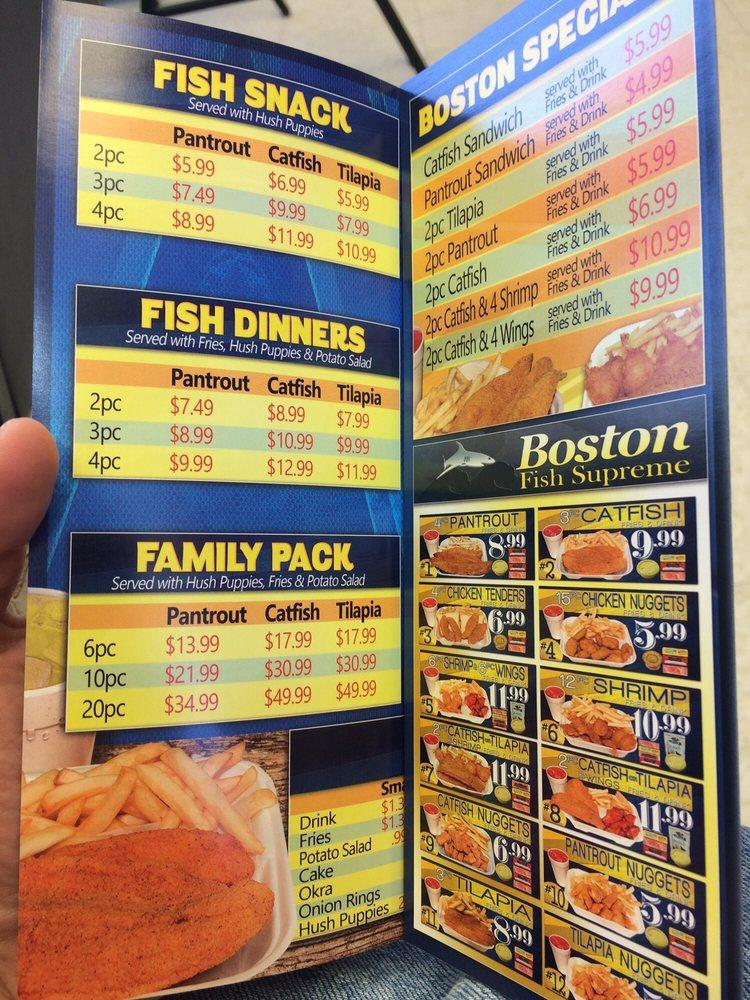 Menu at Boston Fish Supreme restaurant, Vicksburg