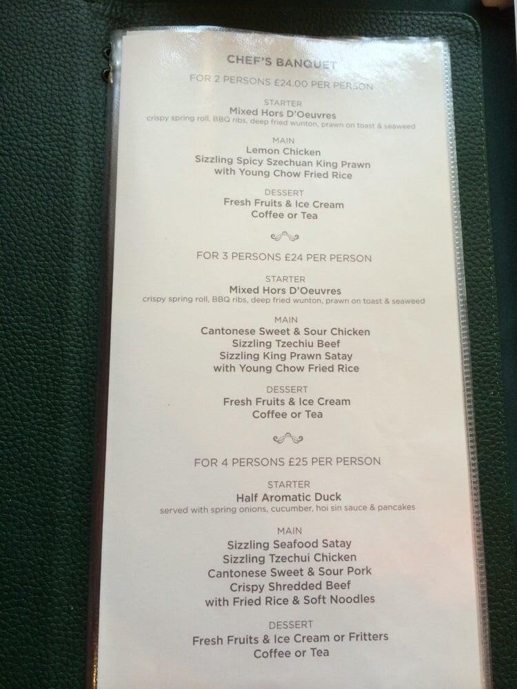 Menu at Cool Jade restaurant, Edinburgh