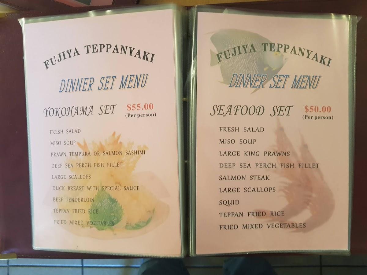 Menu at Fujiya Japanese Teppanyaki Restaurant, Gordon