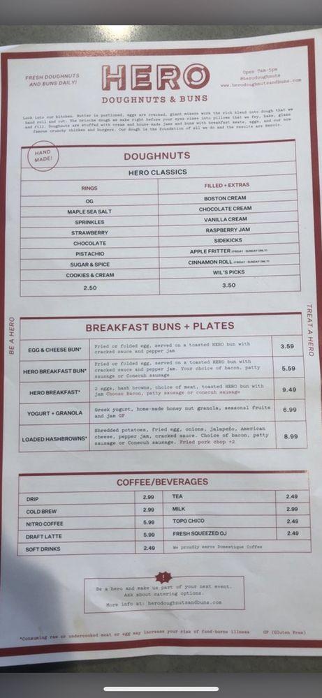 Menu at HERO, Birmingham, 1st Ave S Suite 135