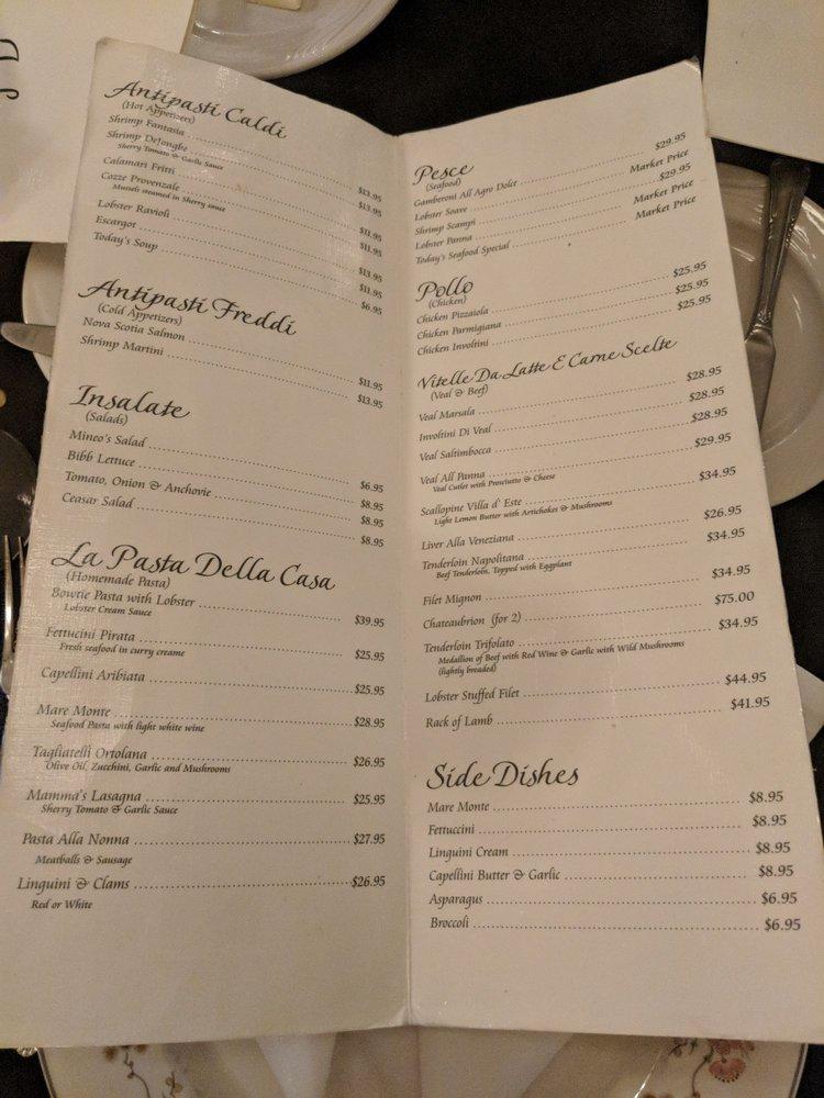 Menu at John Mineo's Italian Restaurant, Town and Country