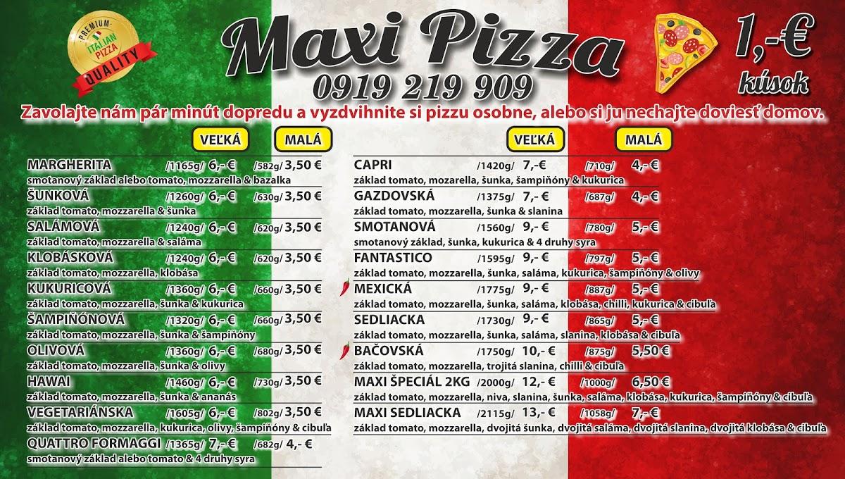 Menu at Maxi Pizza Sabinov restaurant, Sabinov