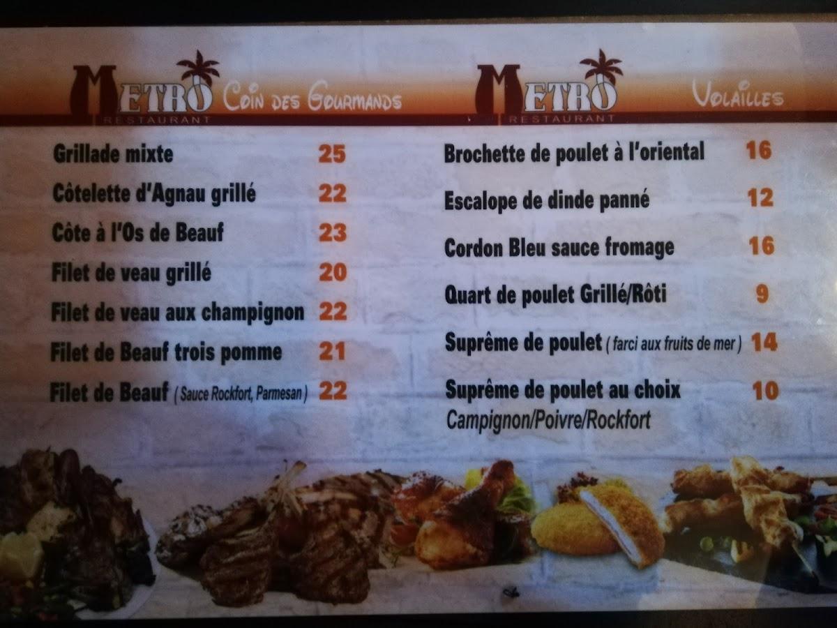 Speisekarte von Restaurant Metro, Hammam-Lif