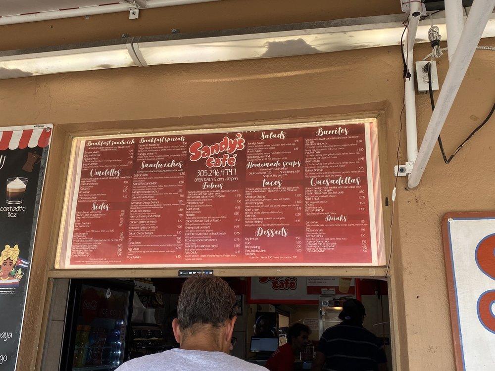 Menu at Sandy's Café cafe, Key West, White St