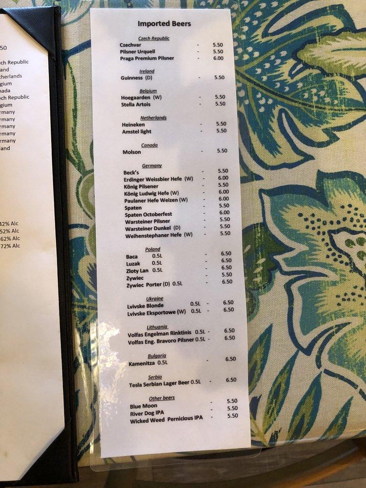 Menu at Taste of Europe pub & bar, Hilton Head Island