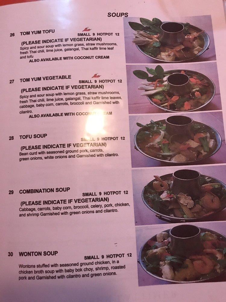 Menu at Thai Princess restaurant, Garden Grove