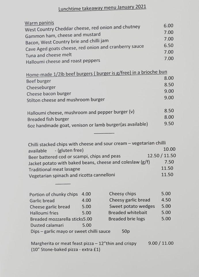 Menu at The Mitre Inn pub & bar, Witheridge