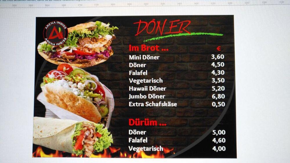 Speisekarte von Arena Imbiss restaurant, Hamburg