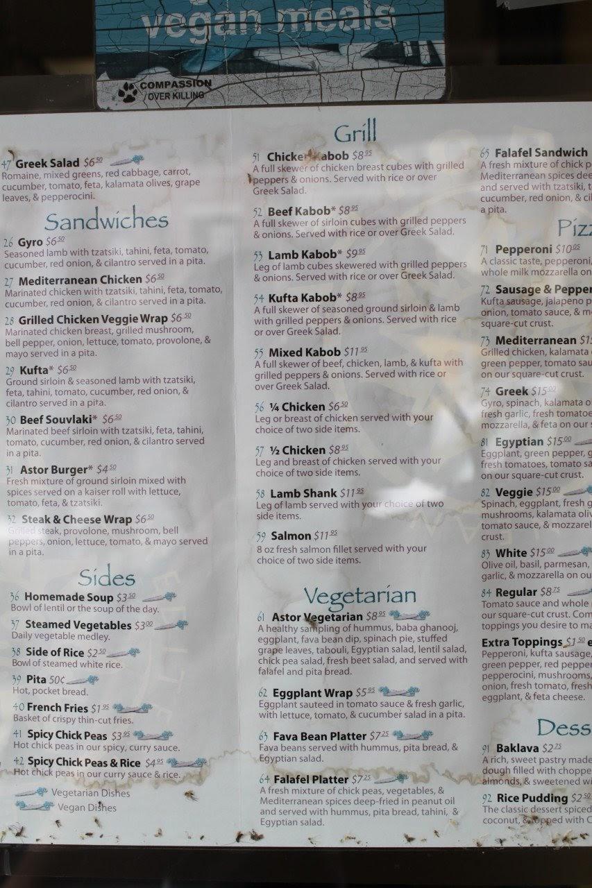 Carta de pizzería Dallas Pizza Inc, Washington D. C.