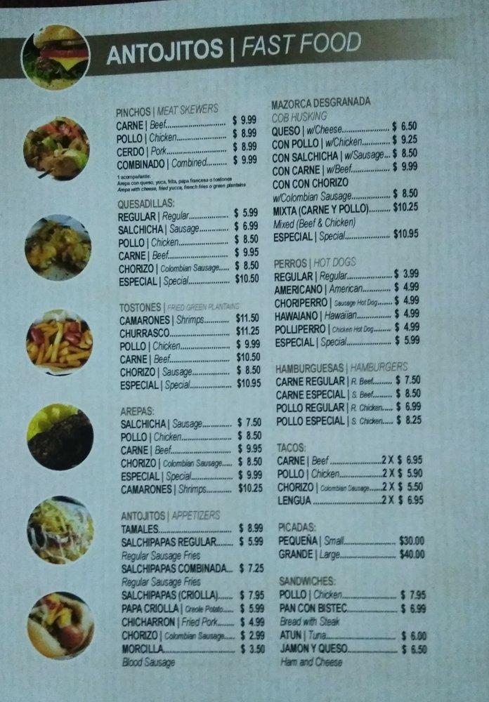 Menu at Arepas Y Mucho Mas restaurant, Country Walk