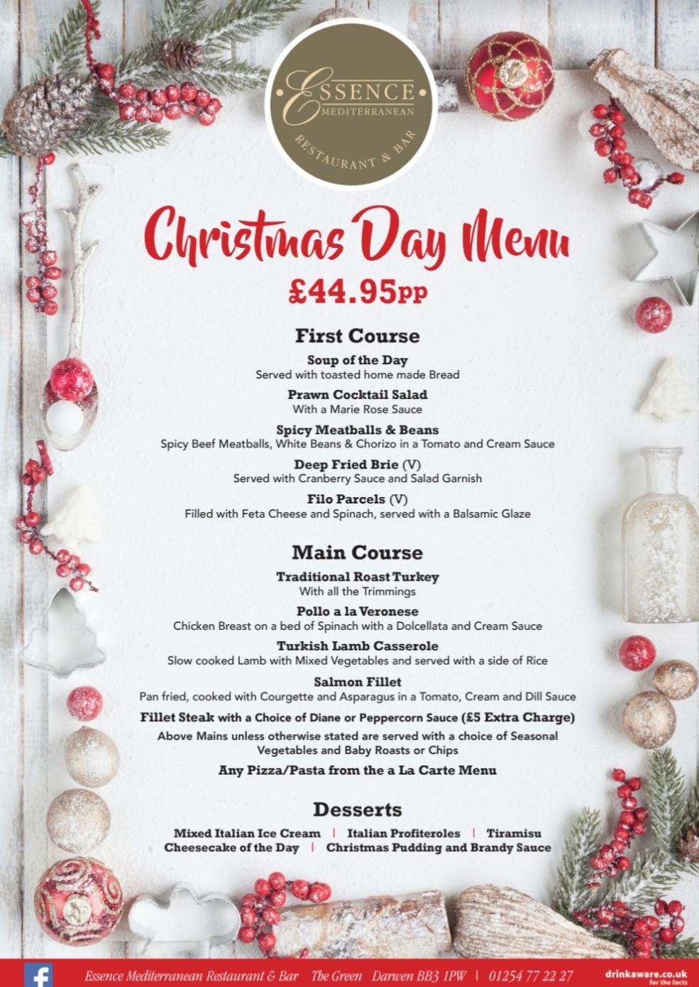 Menu at Essence Mediterranean Restaurant and Bar, Darwen