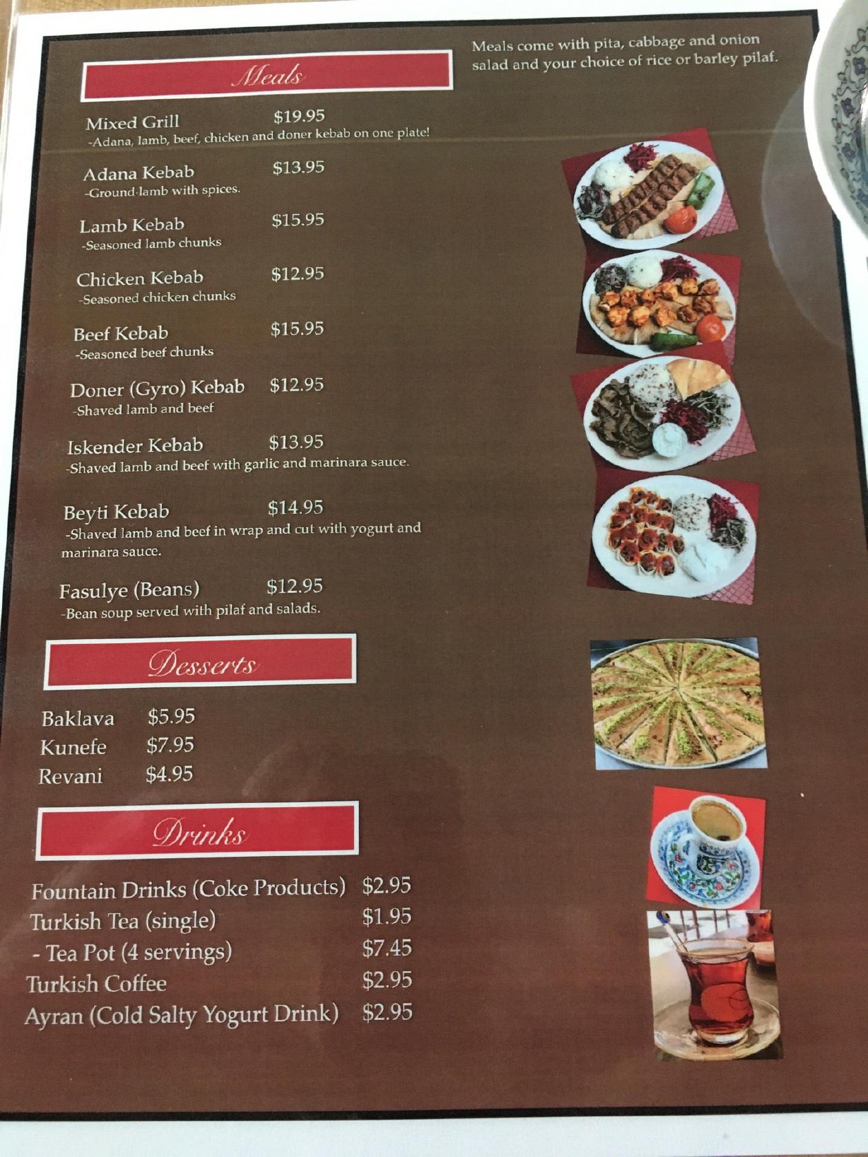 Menu at Istanbul - Turkish Mediterranean Cuisine restaurant, Ormond Beach