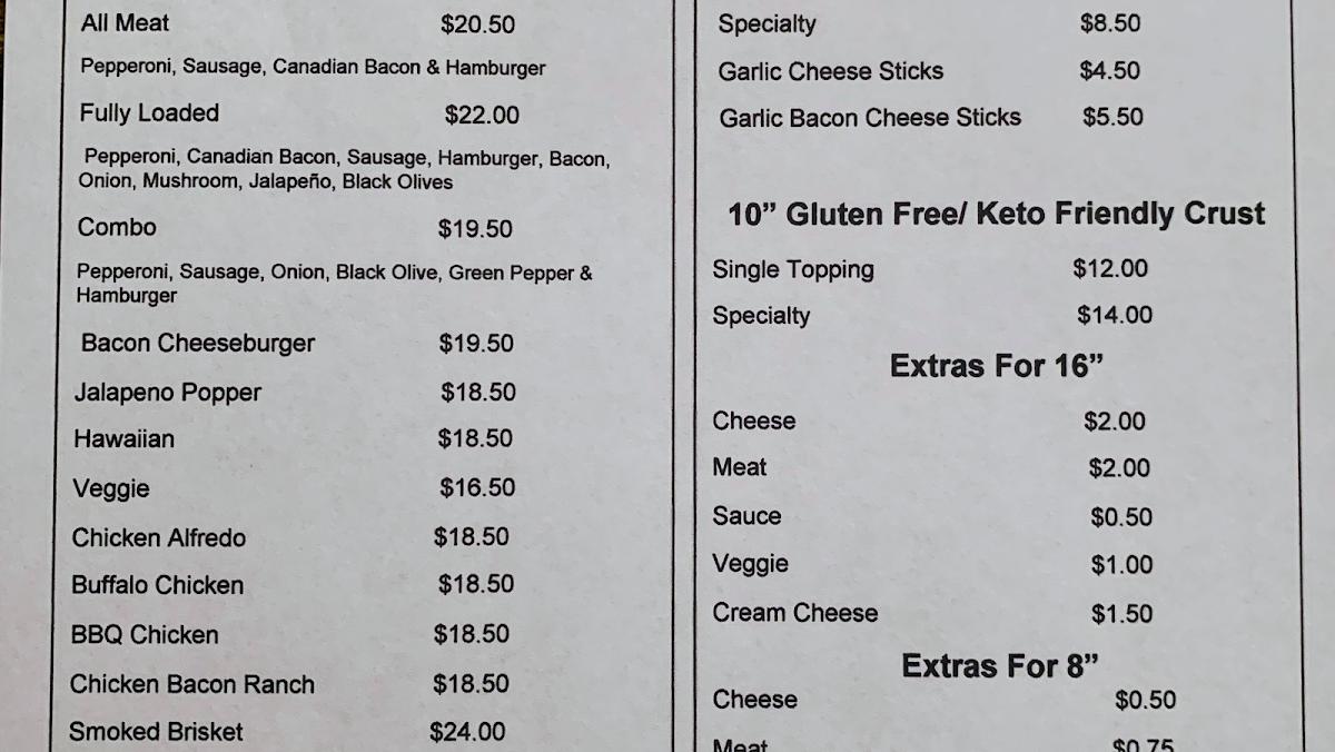Menu at Jeda's Pizza & BBQ, Fort Calhoun