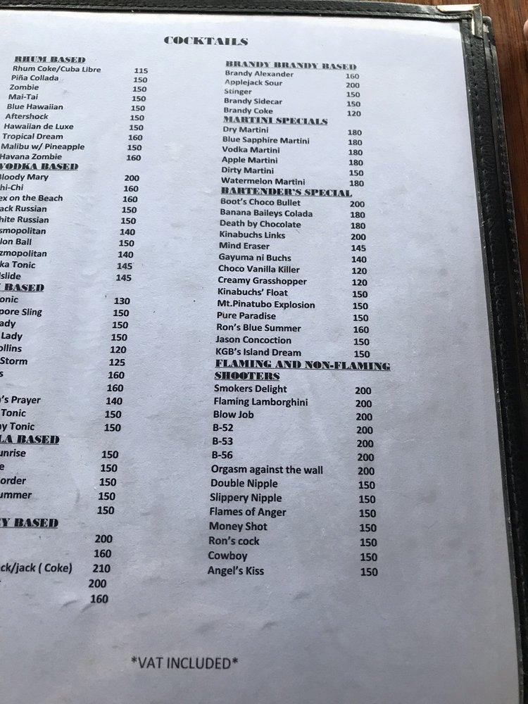 Menu at Kinabuchs Grill and Bar, Puerto Princesa