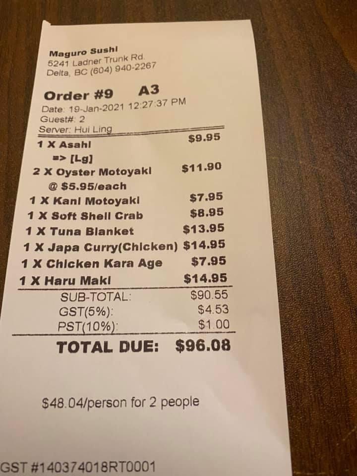 Carta del restaurante Maguro Sushi, Delta