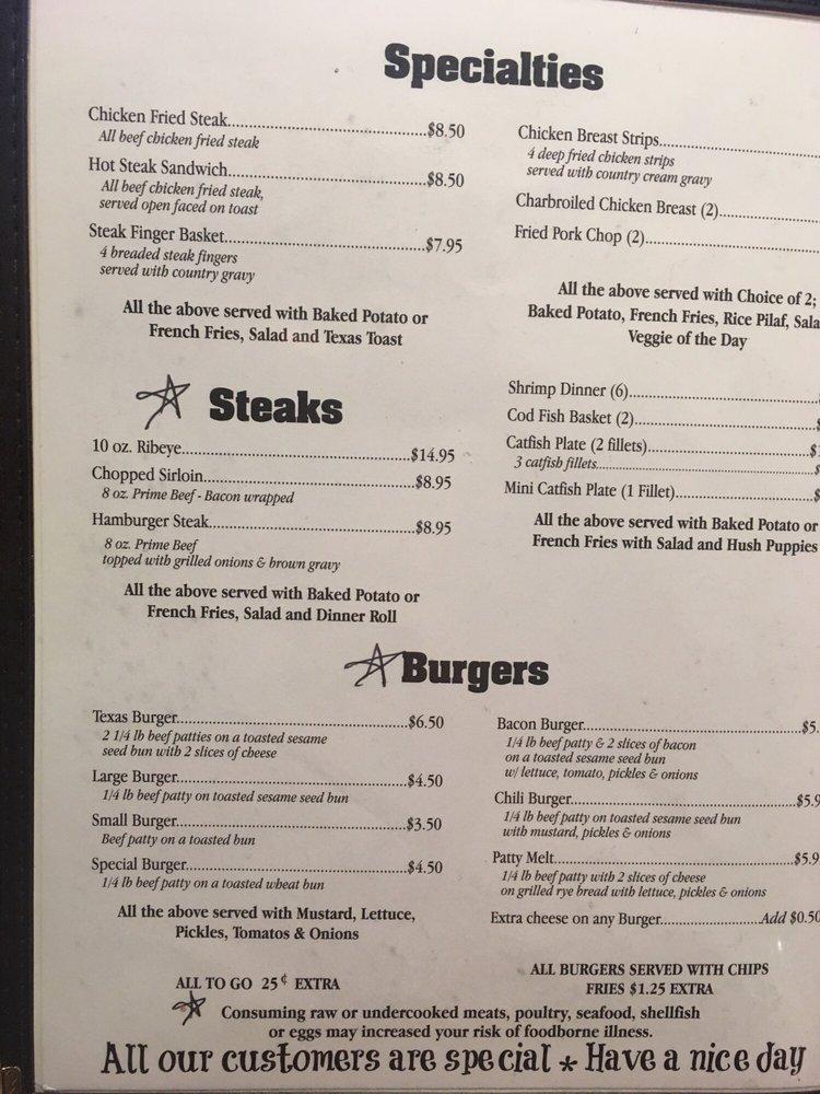 Menu at Pam's Too restaurant, Granbury