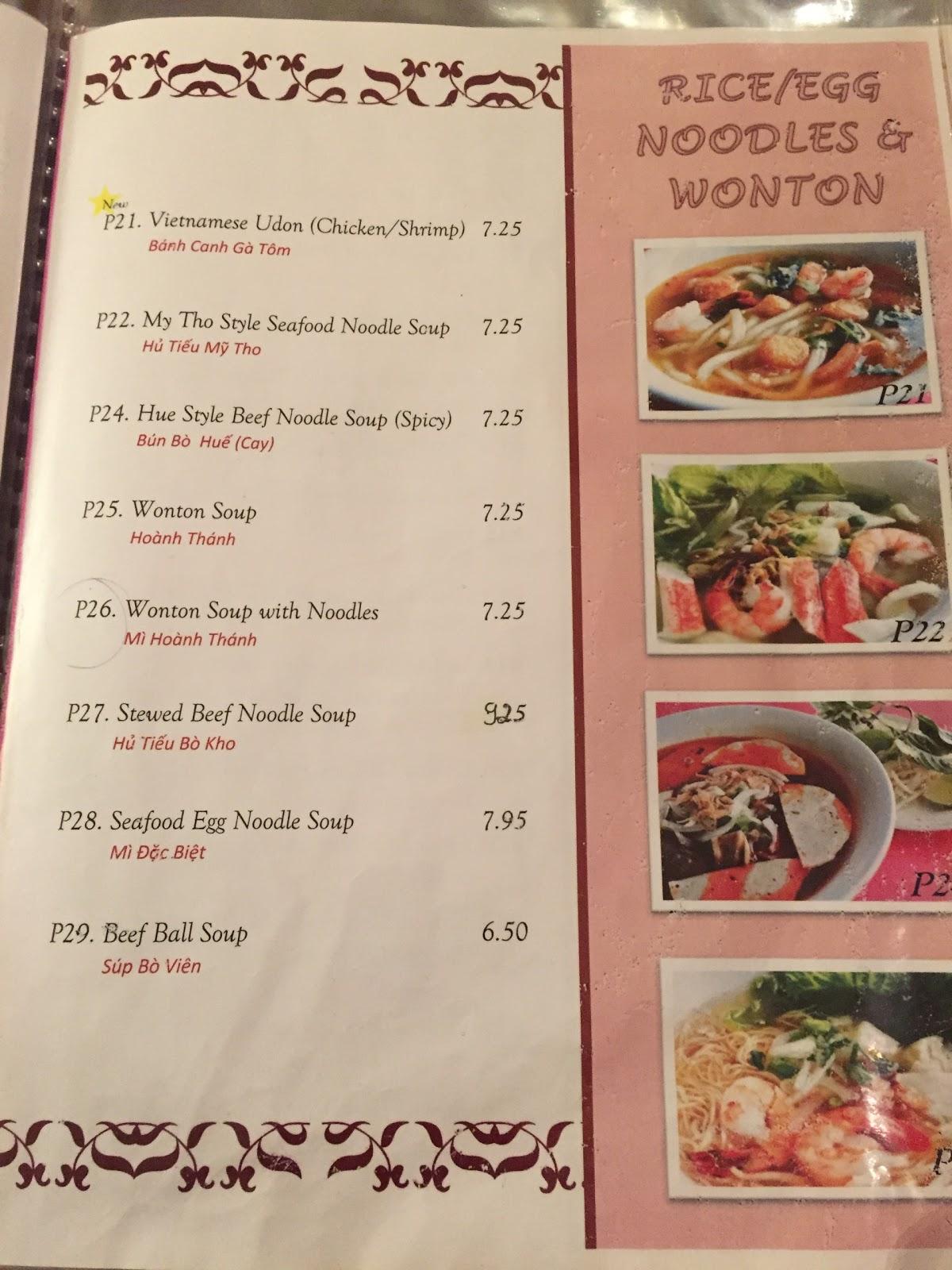 Menu at Pho Kinh Do Vietnamese Thai restaurant, Guelph, 650 Woodlawn Rd W