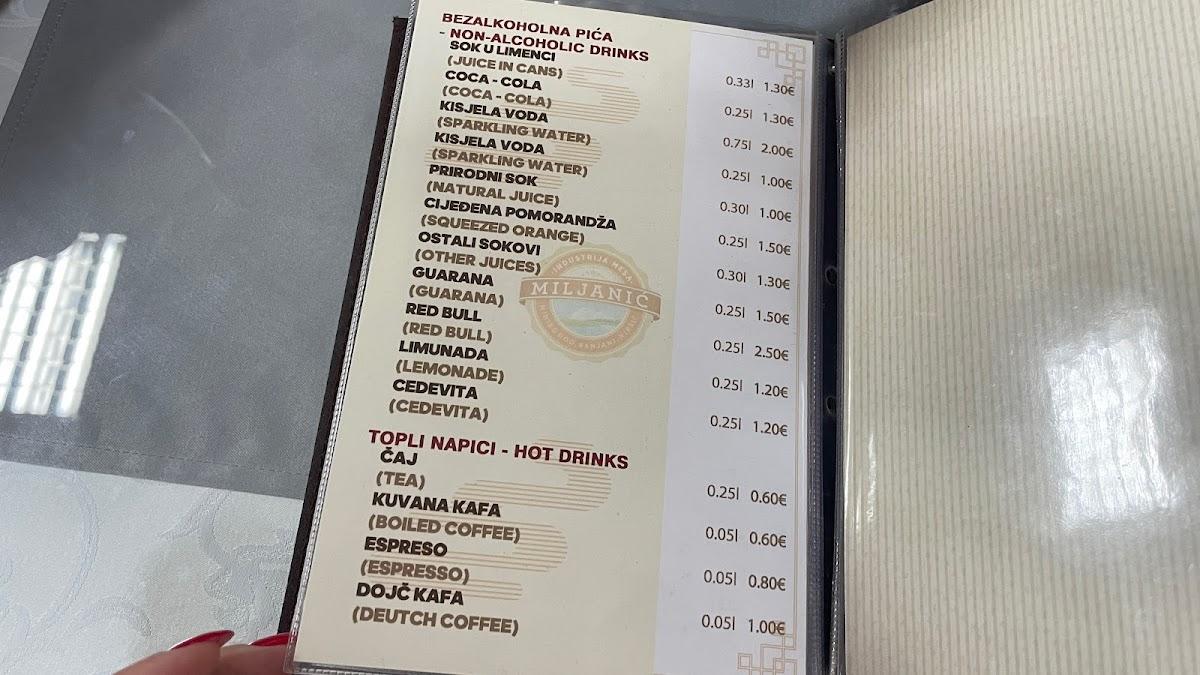 Menu at Restaurant Merak, Niksic