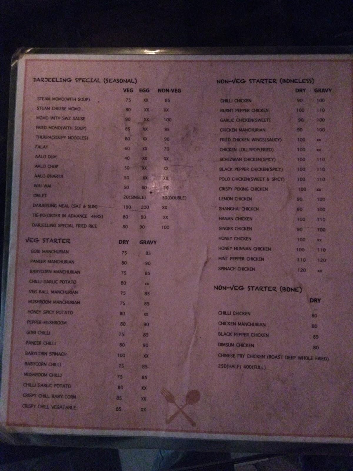 Menu at Taste of Nepal, Bengaluru, 14