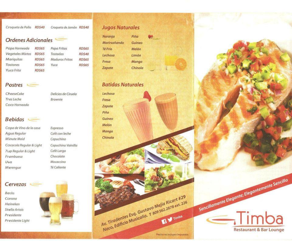 Menu at Timba pub & bar, Santo Domingo