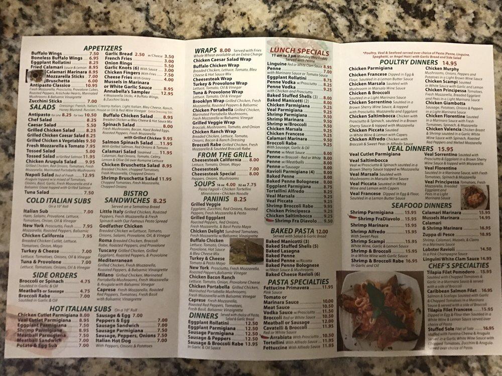 Menu at Annabella's Pizzeria & Restaurant, Morris Plains