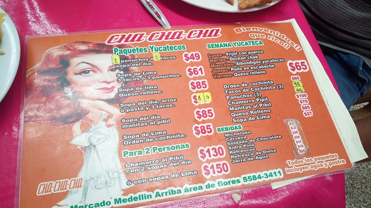 Menu at Cha Cha Cha restaurant, Mexico City