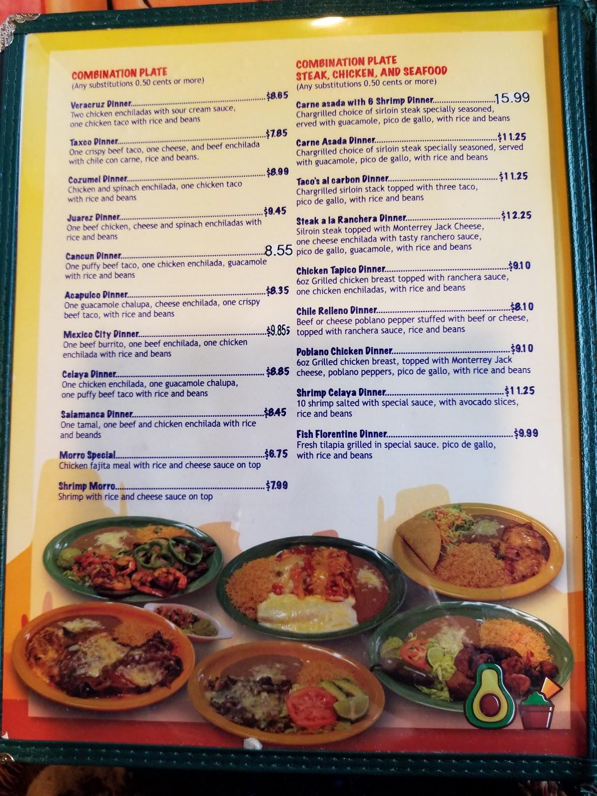 Menu at El Celaya restaurant, Heavener, 710 US-59