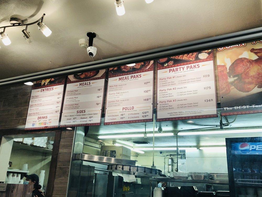 Menu at Juan Pollo restaurant, Covina