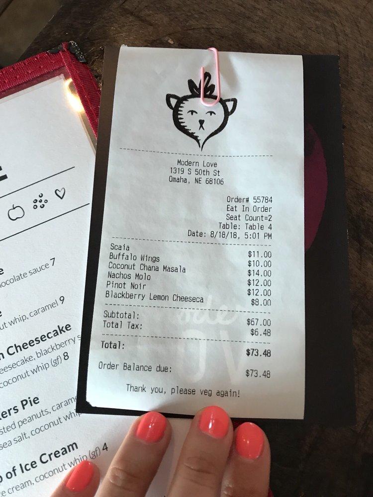 Menu at Modern Love desserts, Omaha, Farnam St Suite 7113