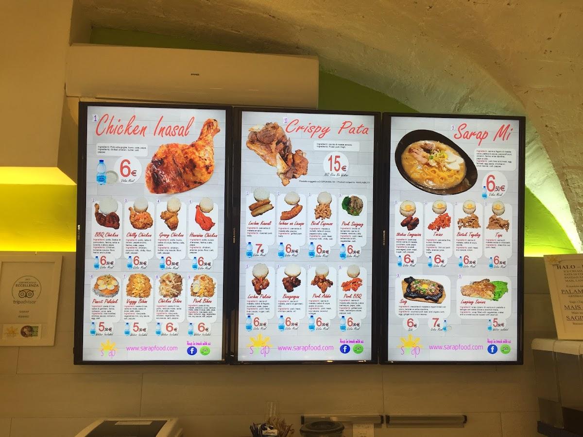 Menu at Sarap Filipino Restaurant, Rome, Viale Giulio Cesare