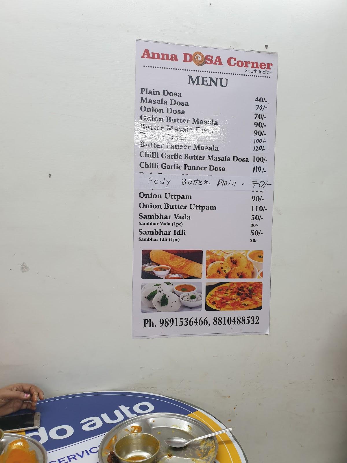 Menu at Anna Dosa Corner, Gurugram