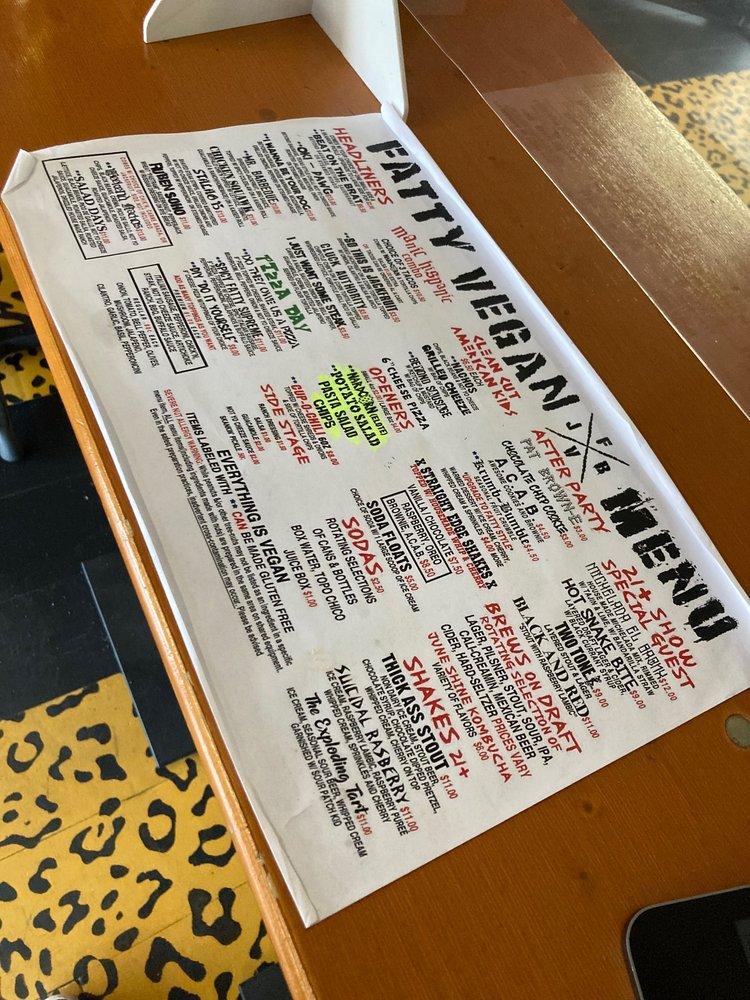 Menu at Fatty Vegan restaurant, Ventura