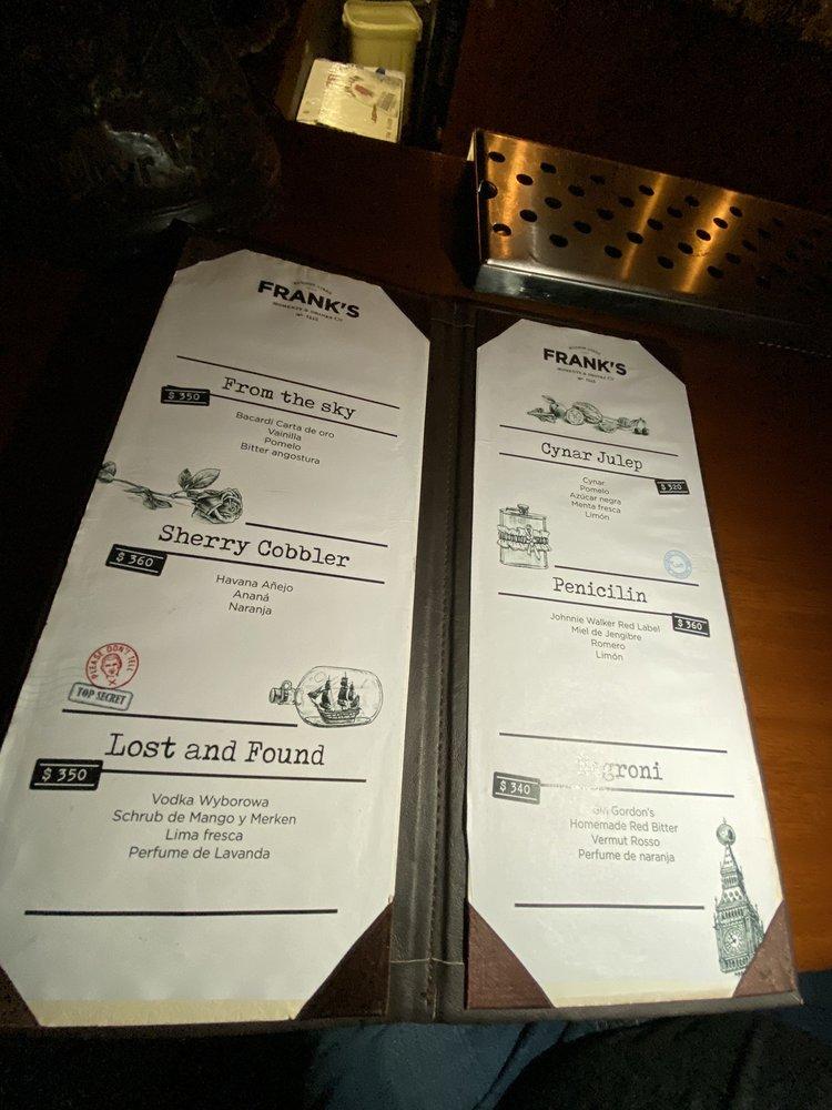 Menu at Frank's pub & bar, Buenos Aires