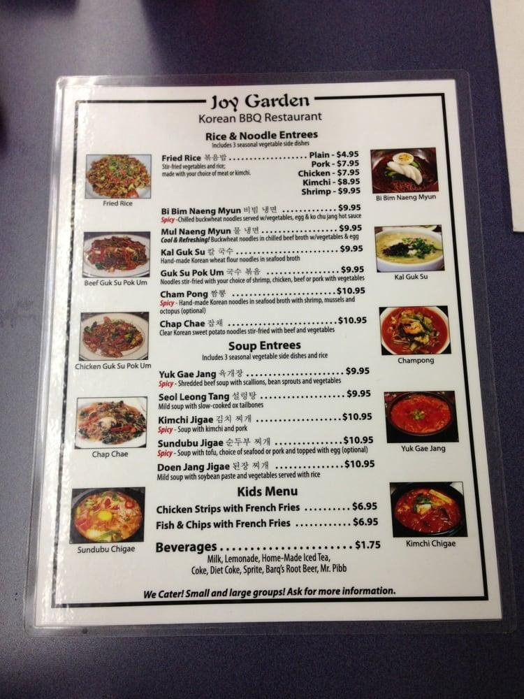 Menu at Joy Garden restaurant, Yakima