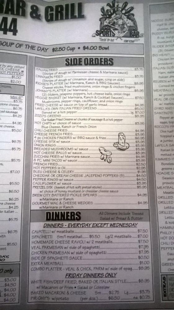Menu at La Villa Sports Bar & Grille, Struthers, 812 Youngstown Poland Rd