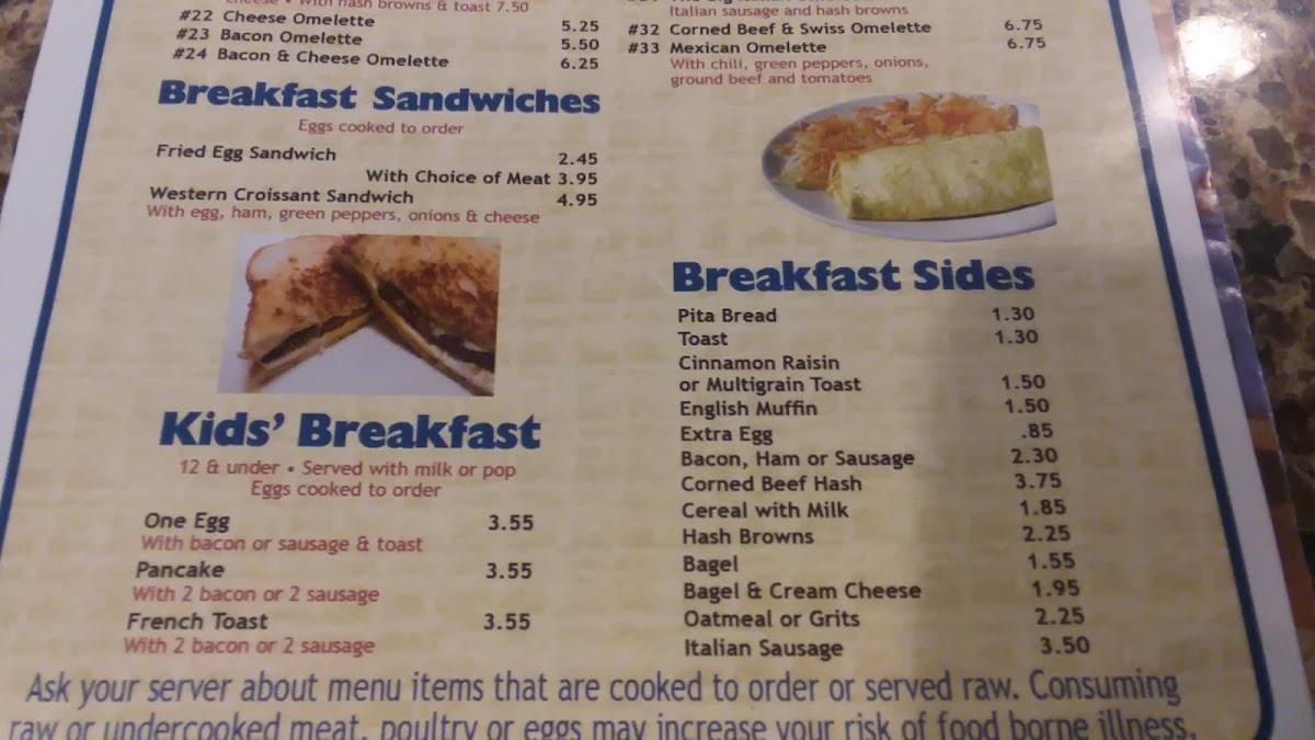 Menu at Liz's Ham Cafe, Fraser