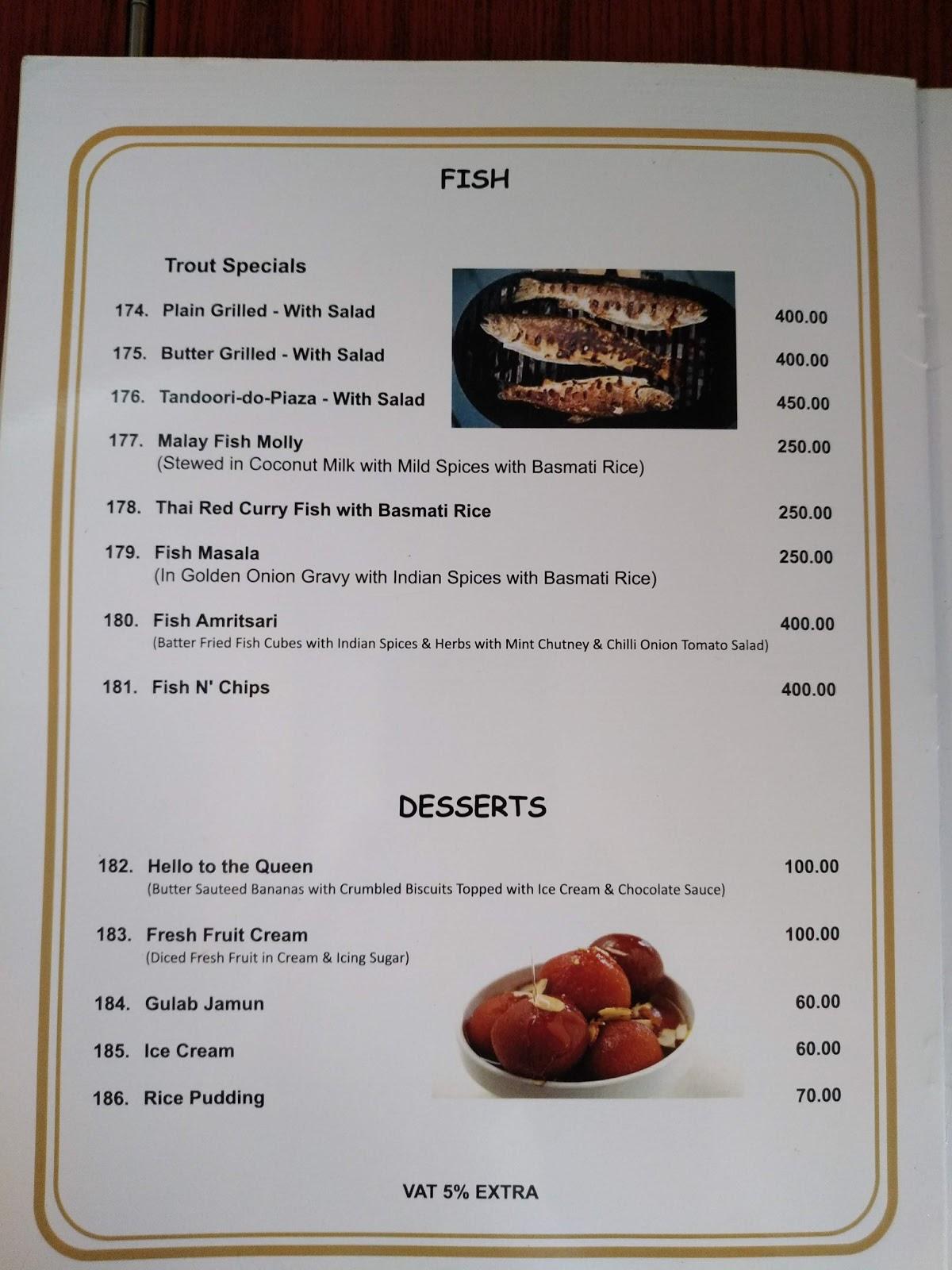 Menu at Mayur Restaurant, Manali