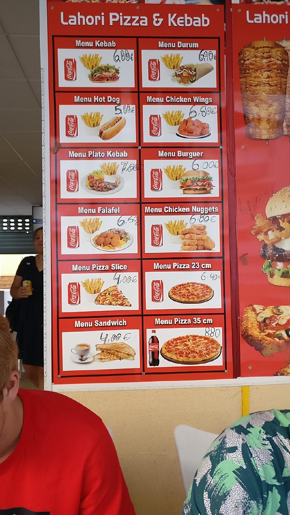 Menu at Pizzeria- Kebab, Palma