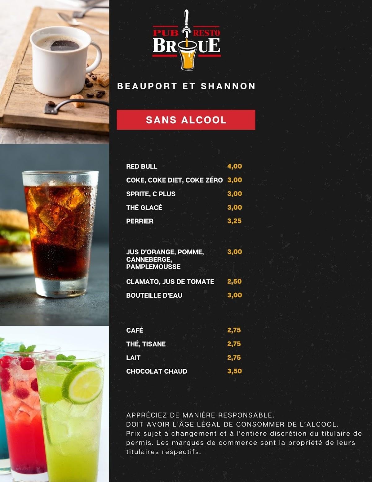Menu au Pub Resto Broue Beauport, Québec