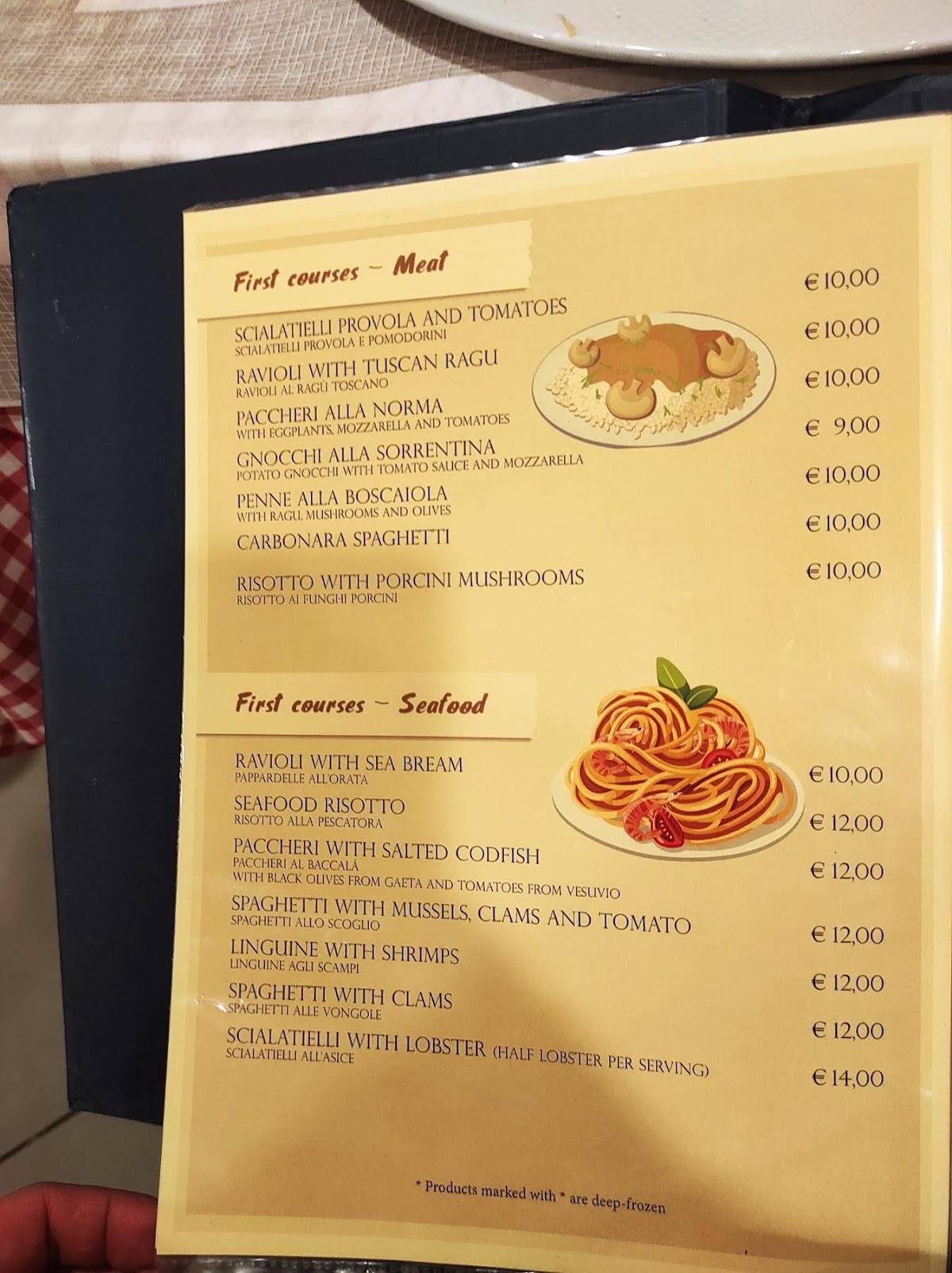 Menu at Ristorante Pizzeria Bella Napoli, Pisa