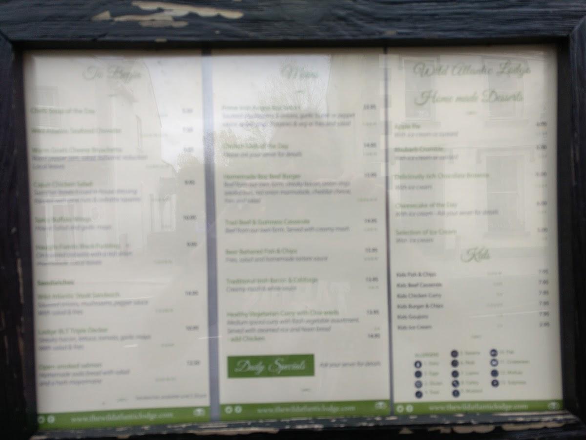 Menu at Snug Bar, Ballyvaughan